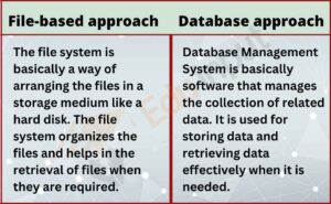 Difference between the file-based approach and the DBMS approach