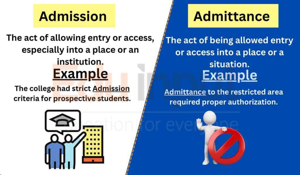 Admission Vs Admittance Difference Between With Examples Admission Vs Admittance Difference Between With Examples