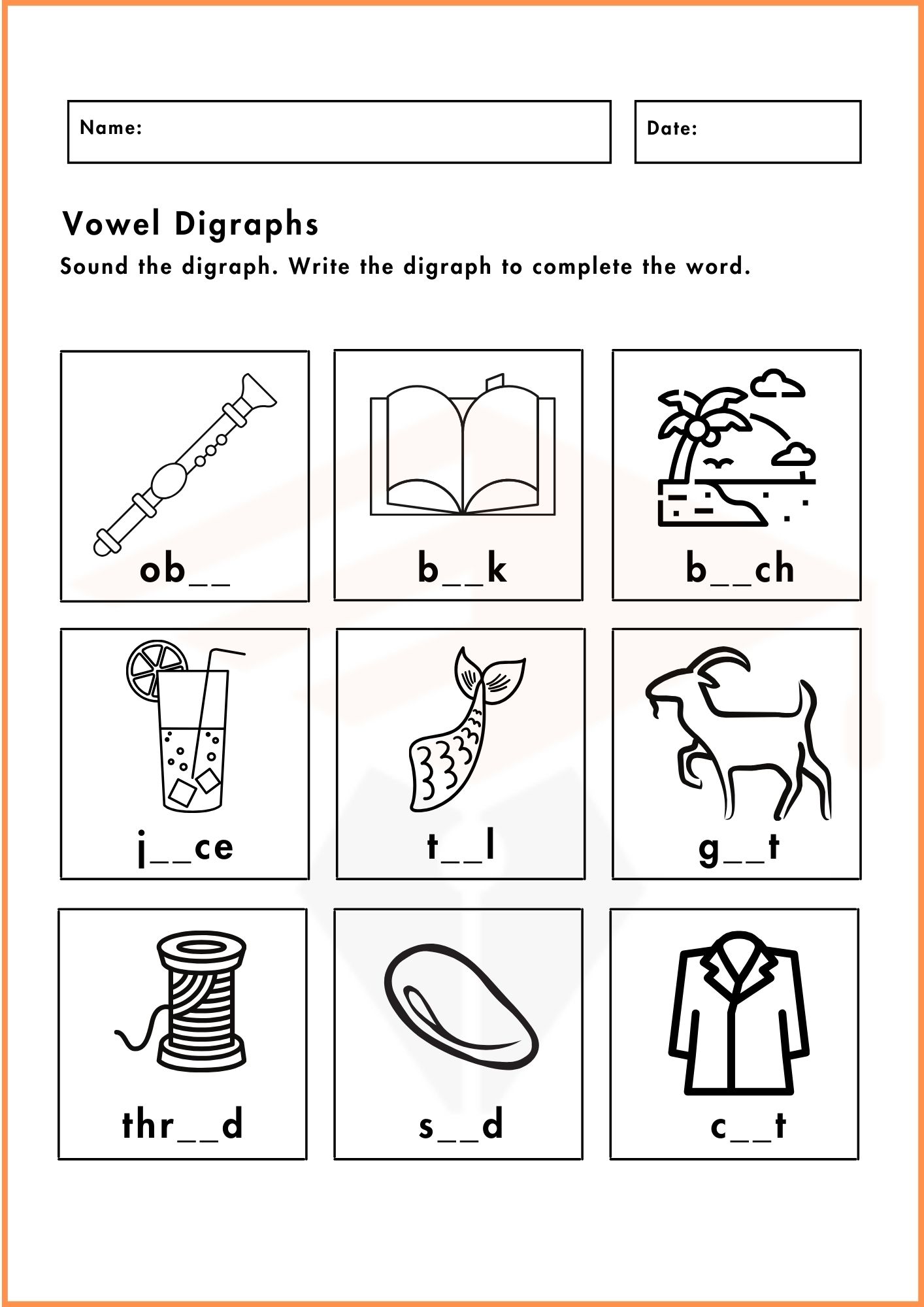 Consonant Digraphs Worksheet