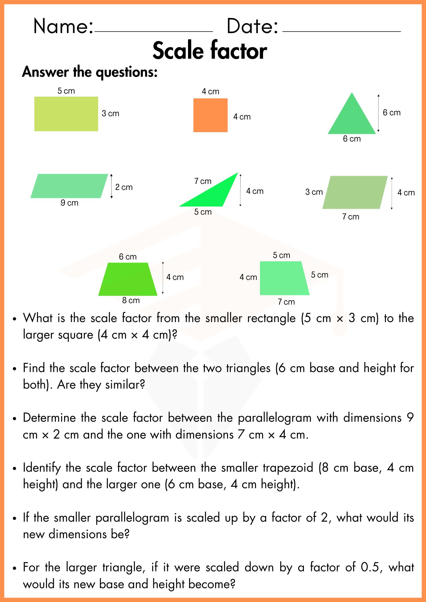 Scale factor worksheets