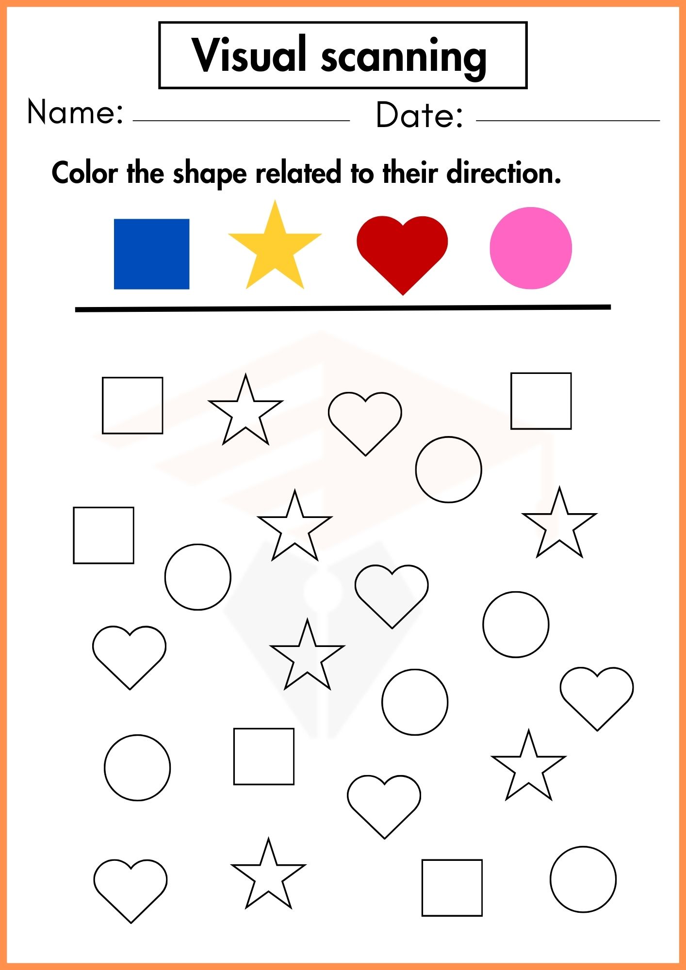 Visual scanning worksheets