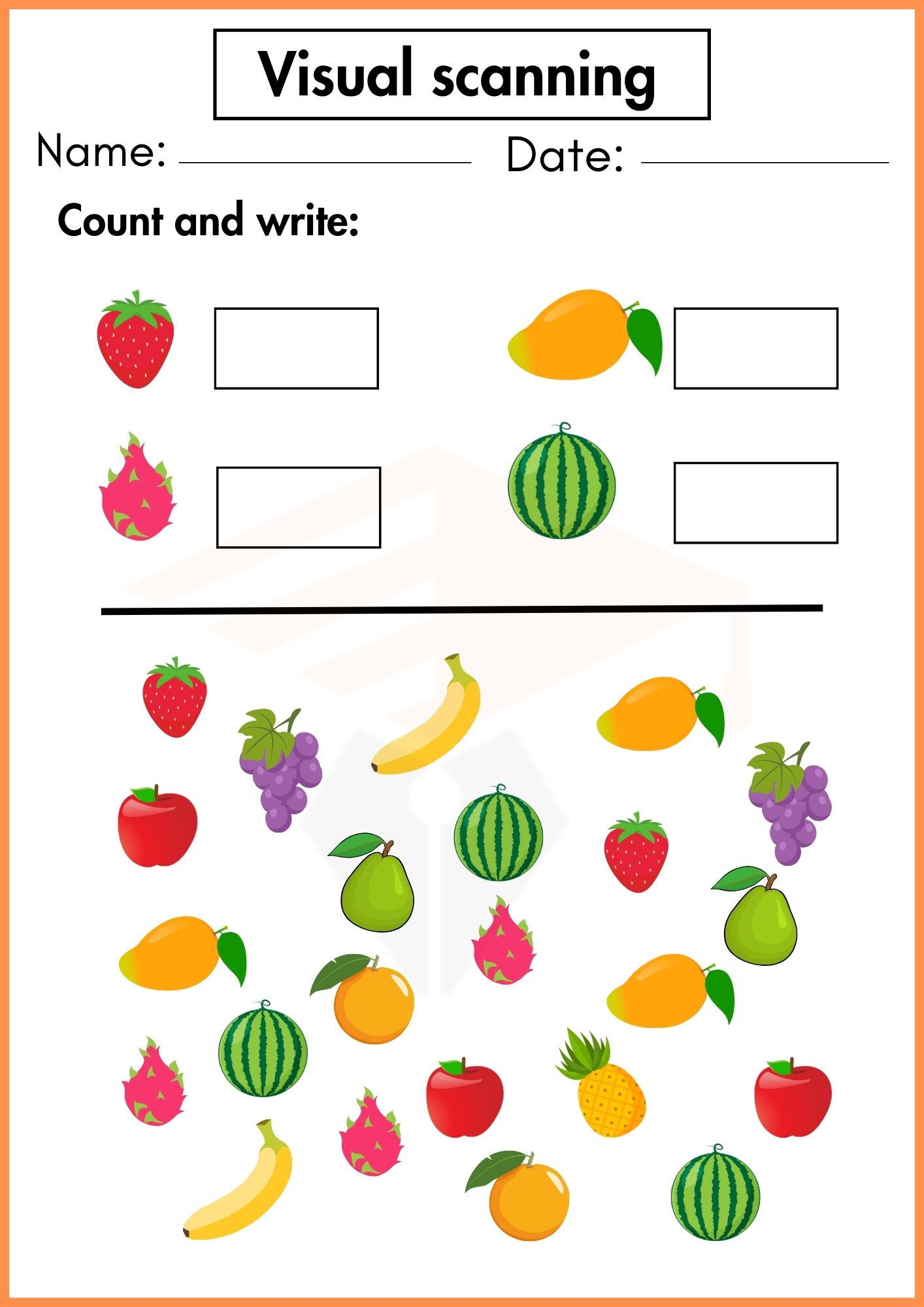 Visual scanning worksheets