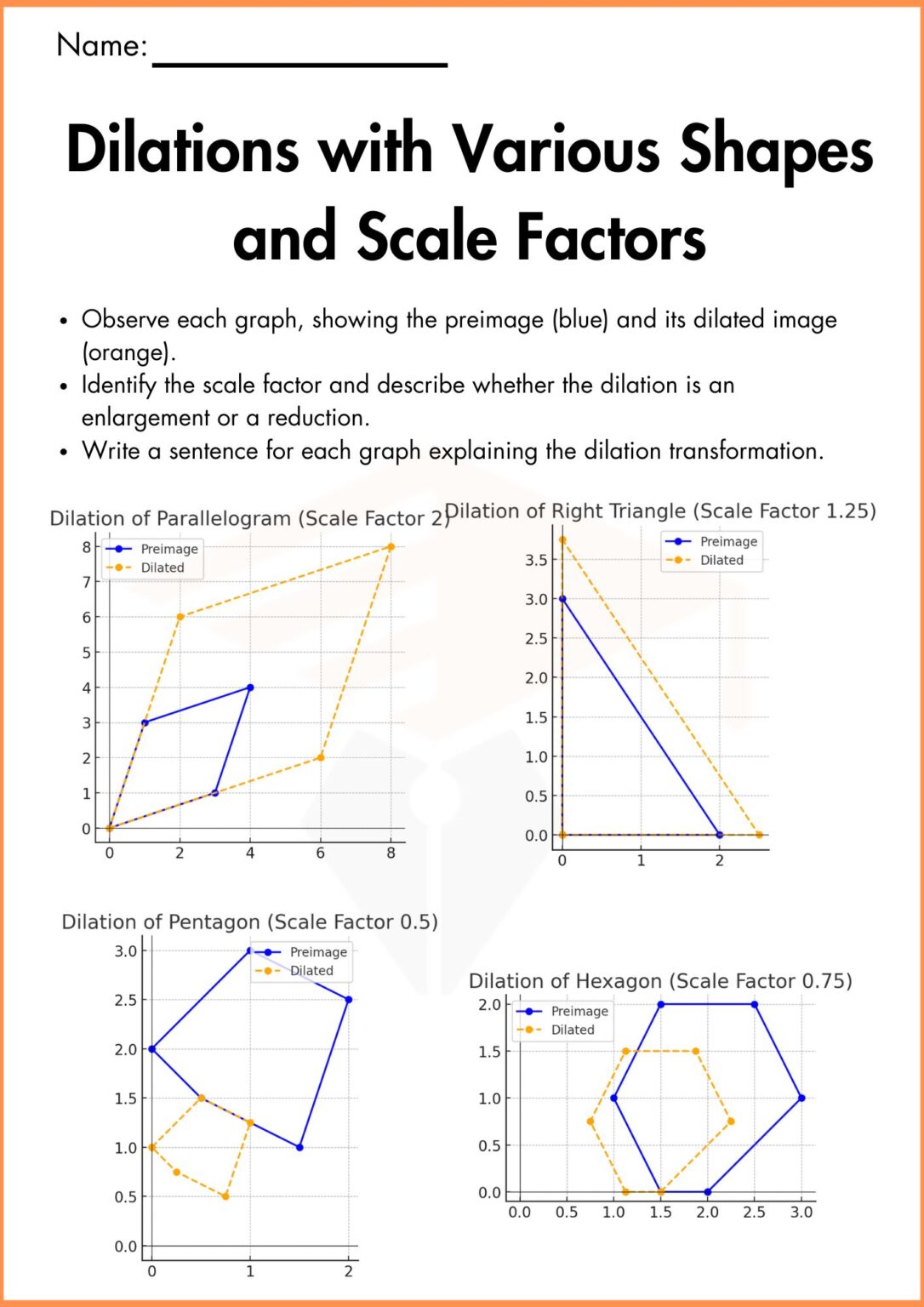 Dilations worksheets