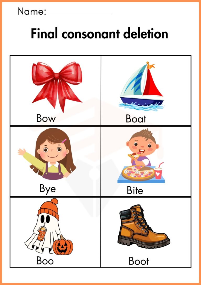Final consonant deletion worksheets