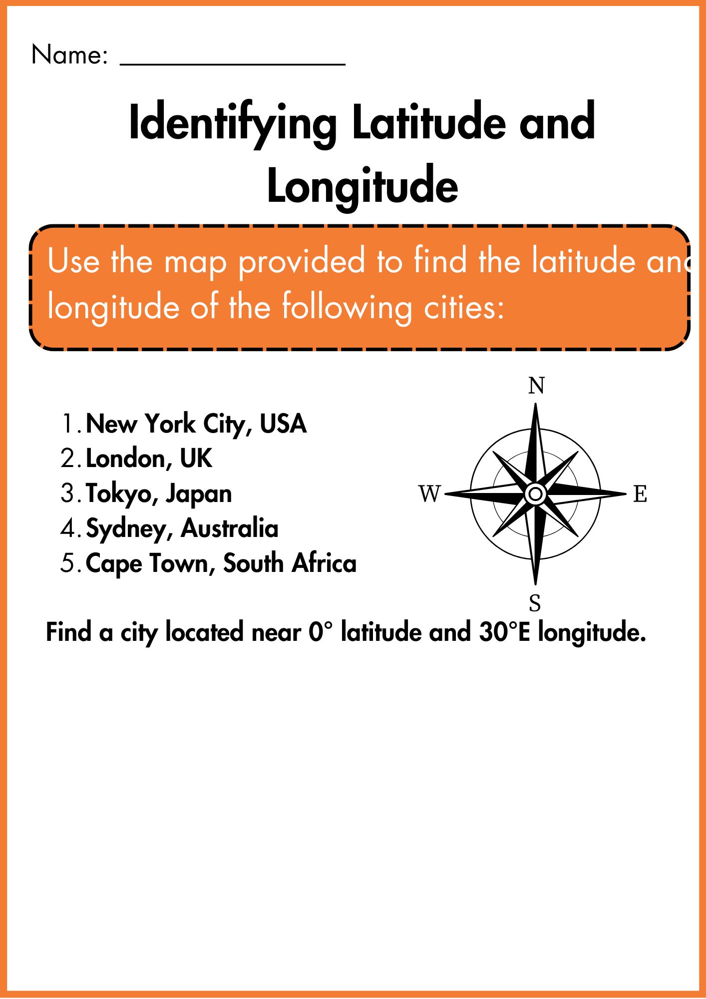 Latitude and Longitude Practice Worksheets