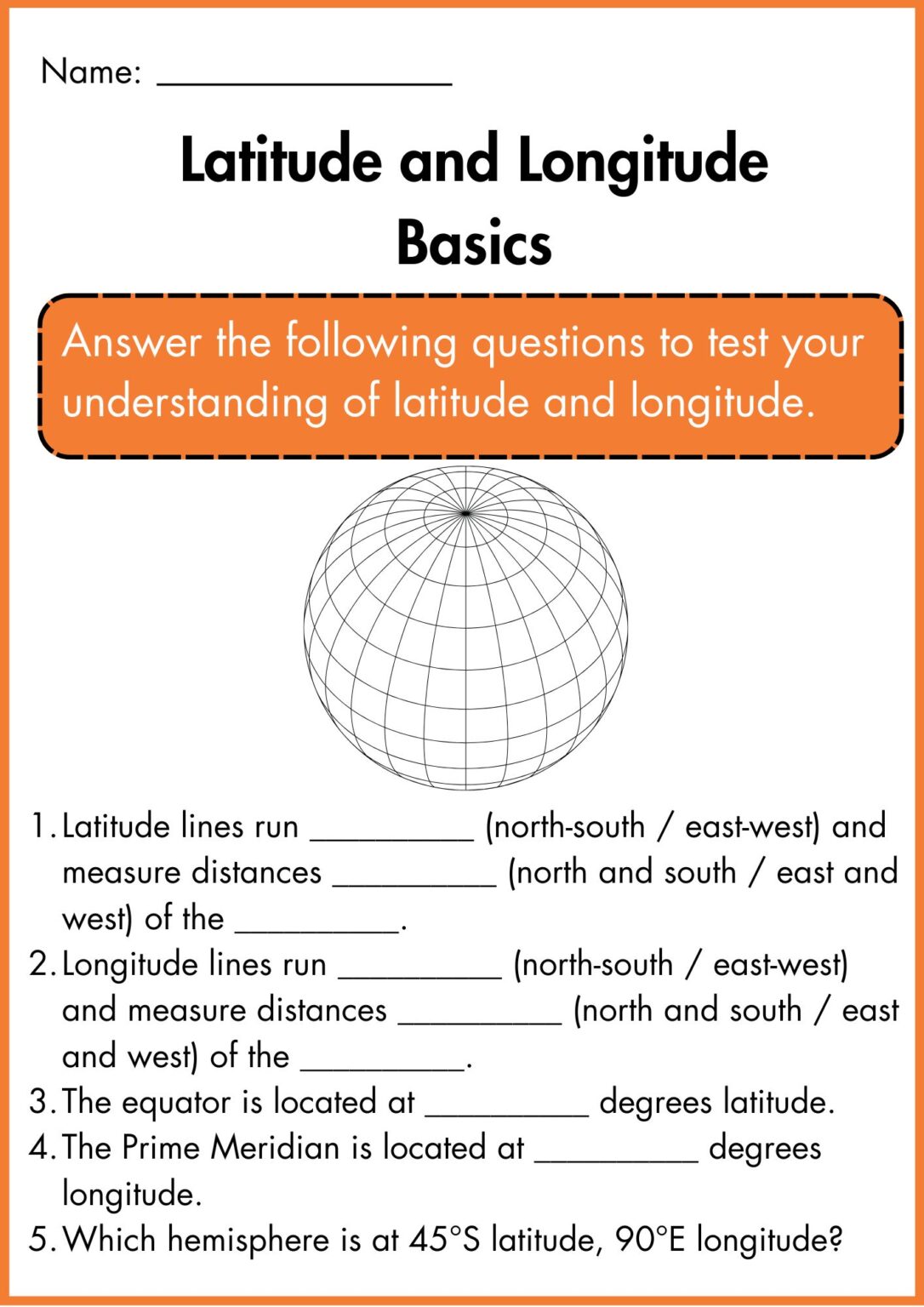 Latitude and Longitude Practice Worksheets