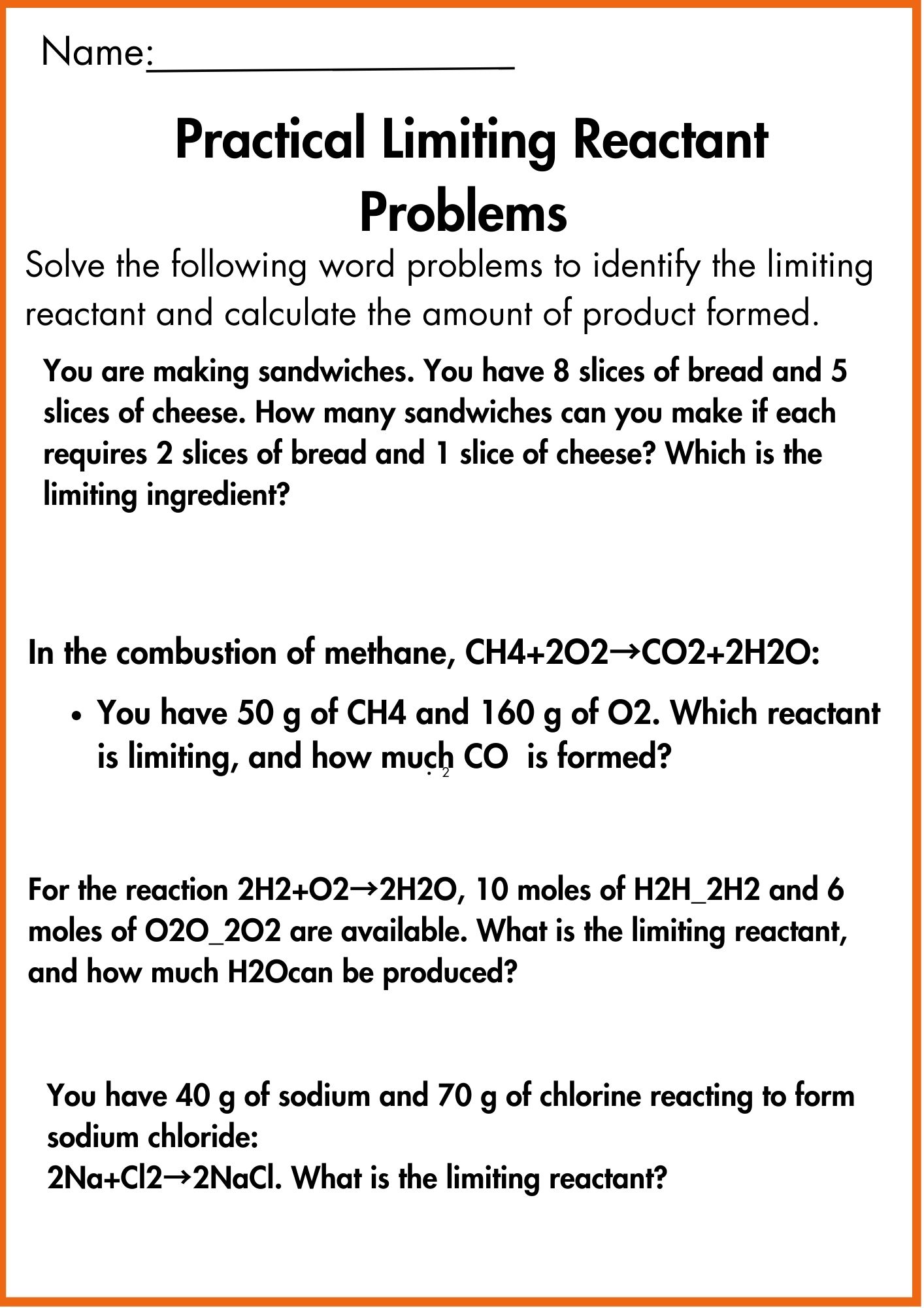 Limiting Reactant Stoichiometry Worksheets